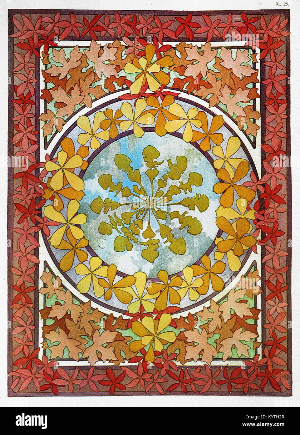 Alphonse Mucha (Alfons Maria) 1860 - 1939 Pattern with leaves Stock ...
