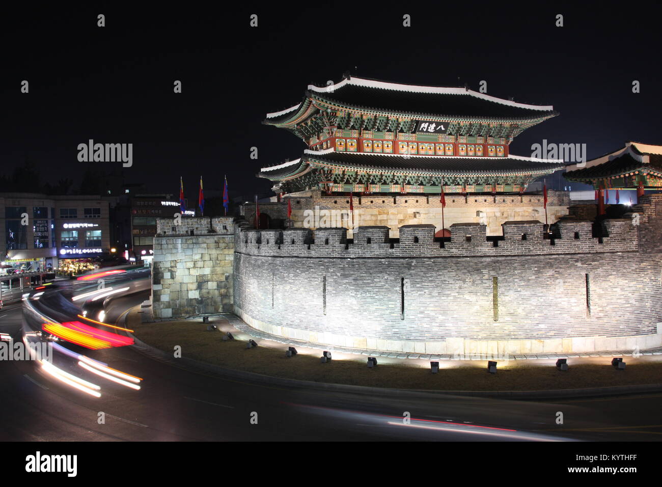 Paldalmun gate at night in Suwon, Korea Stock Photo - Alamy