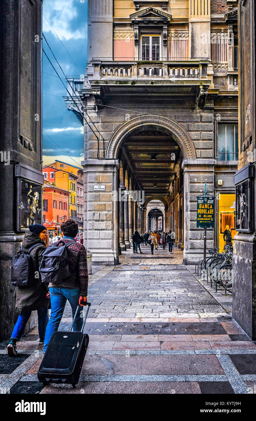 Italy Emilia Romagna Bologna Via Rizzoli Arcades Stock Photo - Alamy