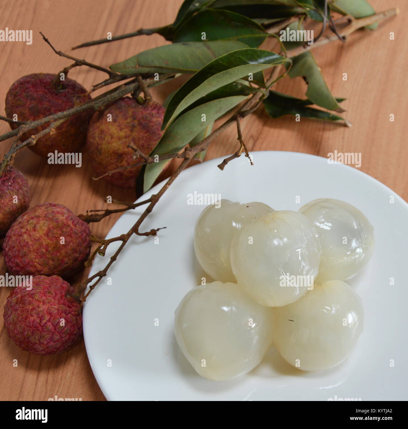 lychee tropical fruit on plate Stock Photo - Alamy