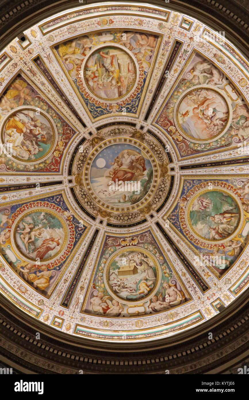 The circular chapel is decorated with at the center of the vault shows ...