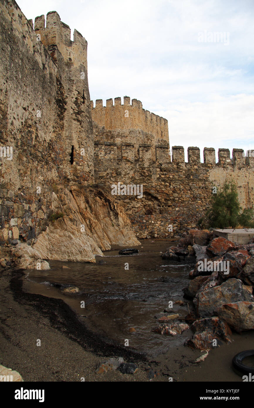 Towers and wall of Maumere fortress near Anamur, Turkey Stock Photo - Alamy