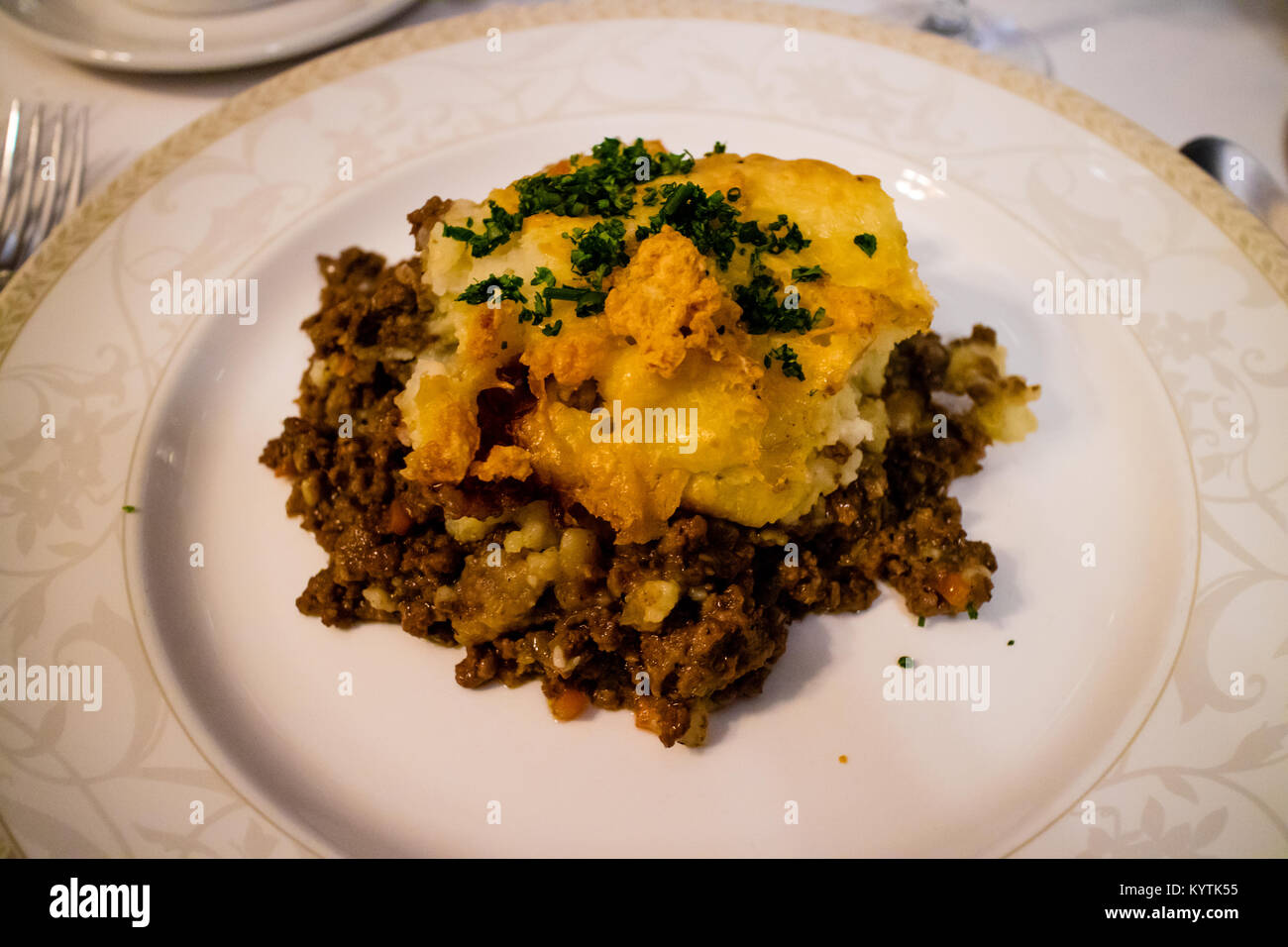 A delicious looking cottage pie, served for lunch or dinner Stock Photo ...