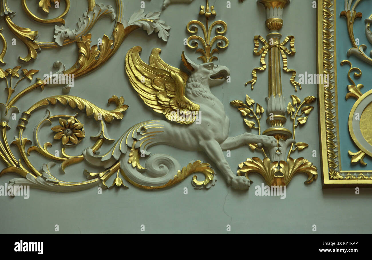 bas-relief Gryphon mythological creature lion with an eagle's head and ...