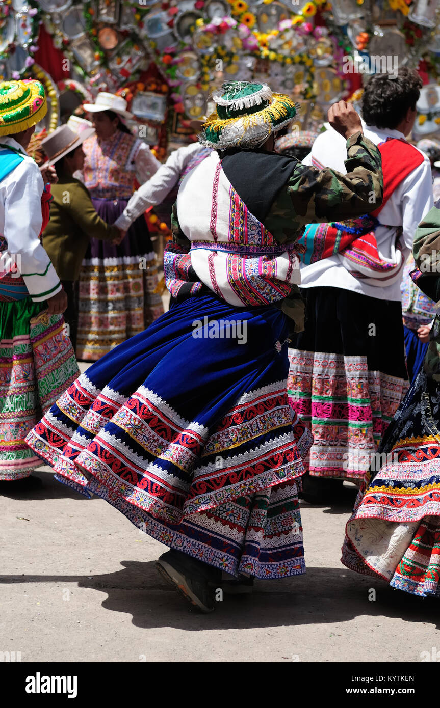 Peru, Dancers in traditional dresses on the festival Wititi (UNESCO) in ...