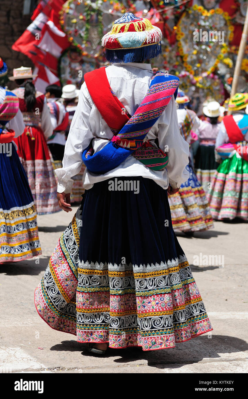 Peru, Dancers in traditional dresses on the festival Wititi (UNESCO) in ...