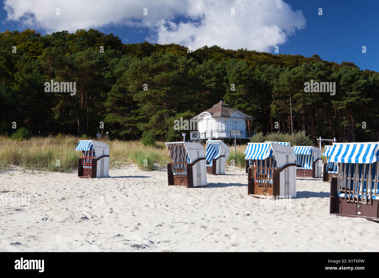 Ruegen Island,Germany: September 26 ,2015: Morning on the beach in Binz ...