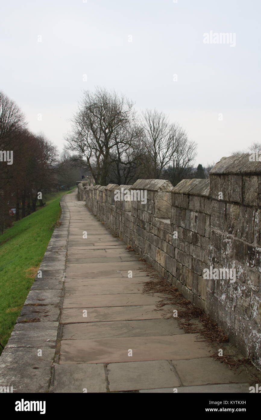 The Roman walls around York City centre in England, a popular walk with ...