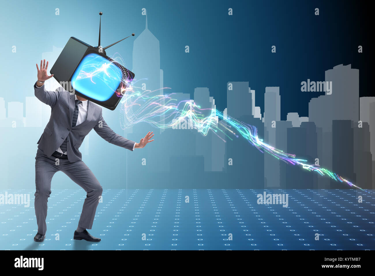 Media zombie concept with man and tv set instead of head Stock Photo ...