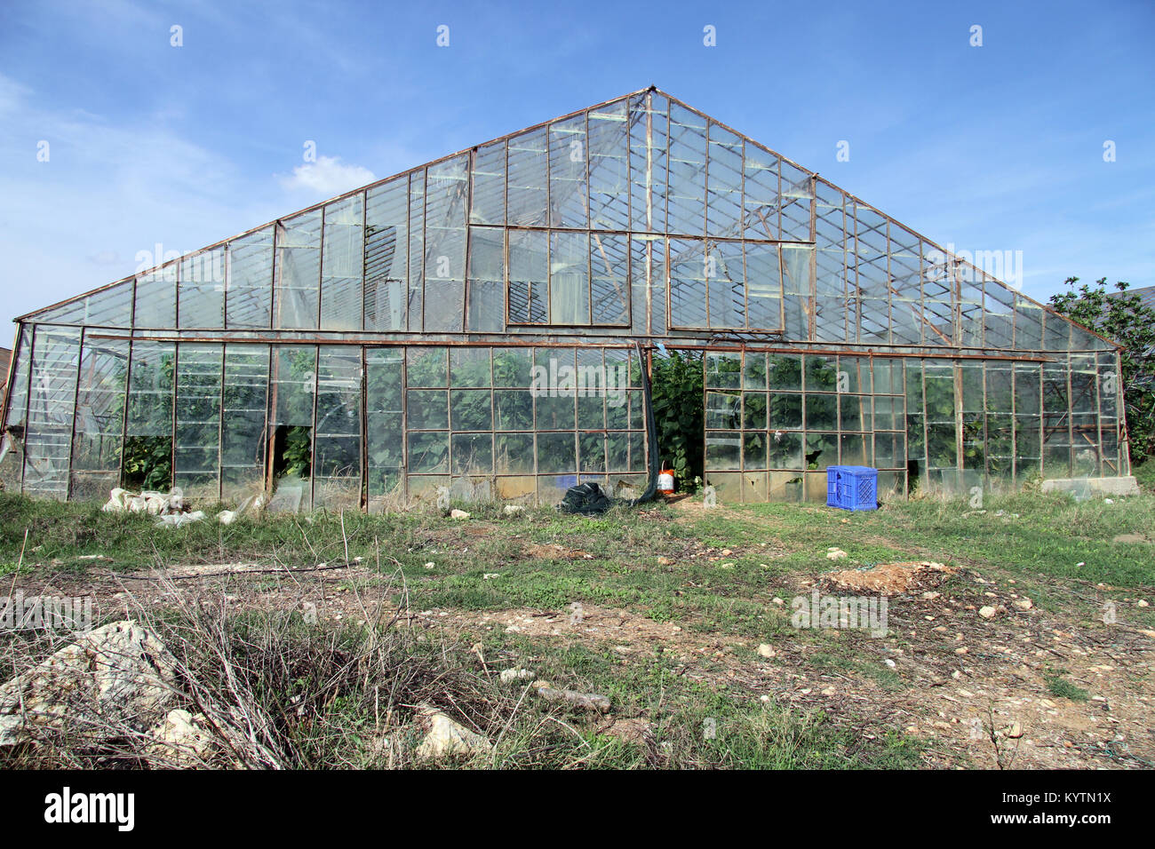 Glass greenhouse on the farm in Turkey Stock Photo - Alamy