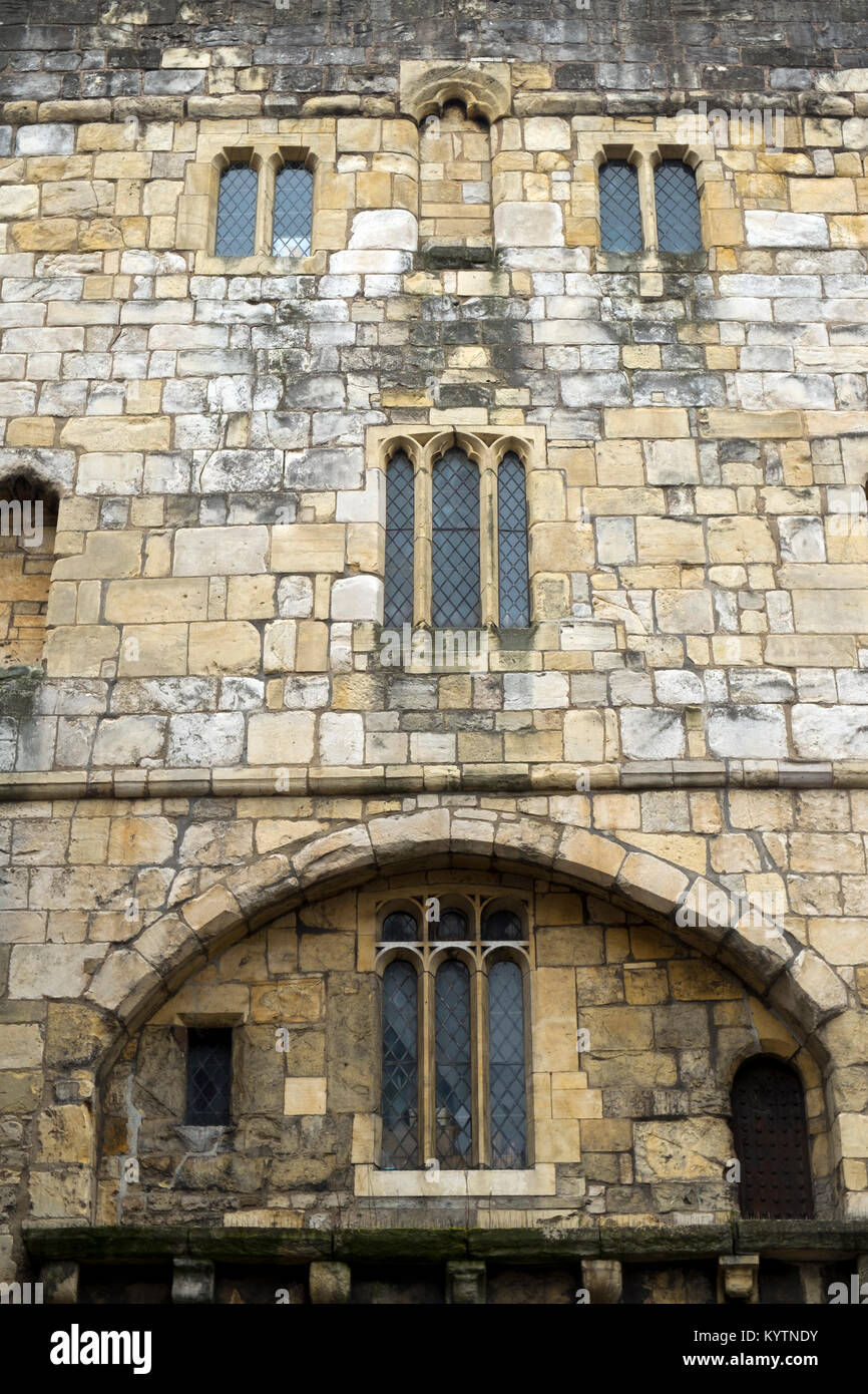 Detail of Monk Bar, one of the gateways in the historic city walls at ...