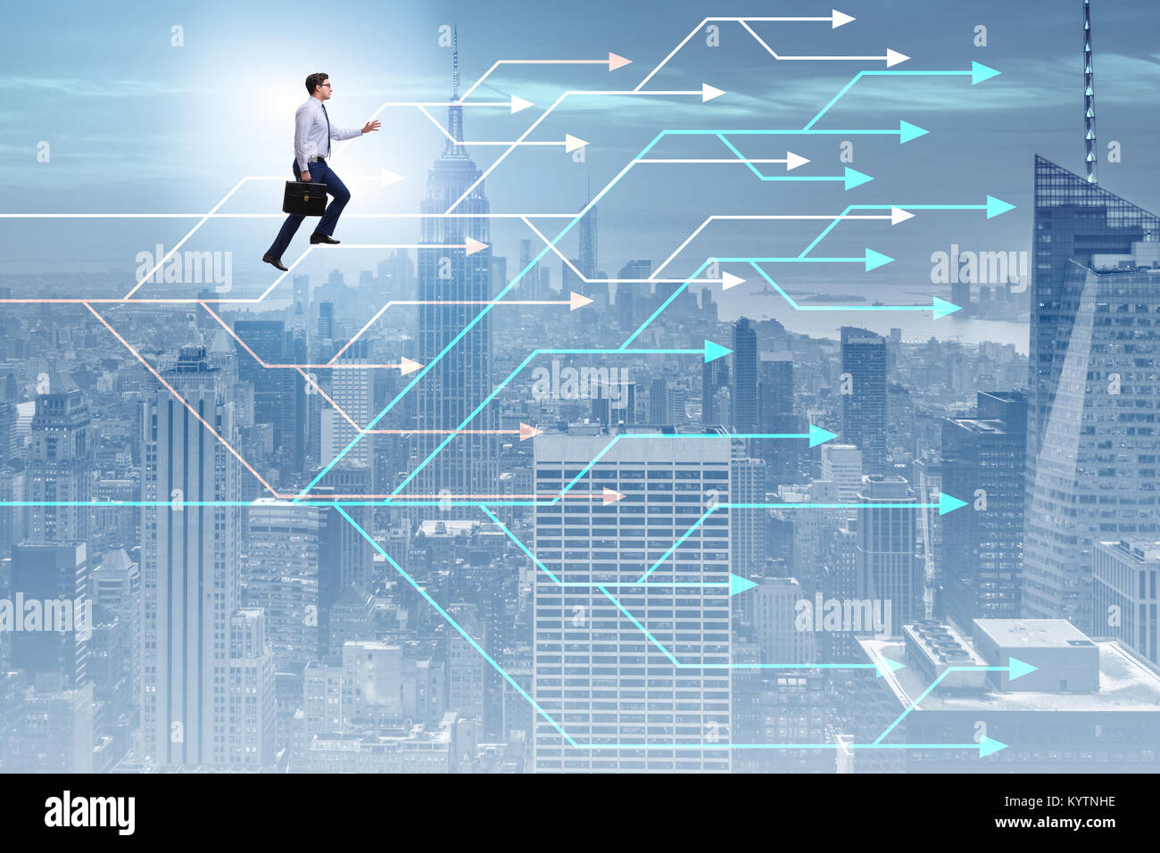 Businessman thinking of different career paths Stock Photo - Alamy