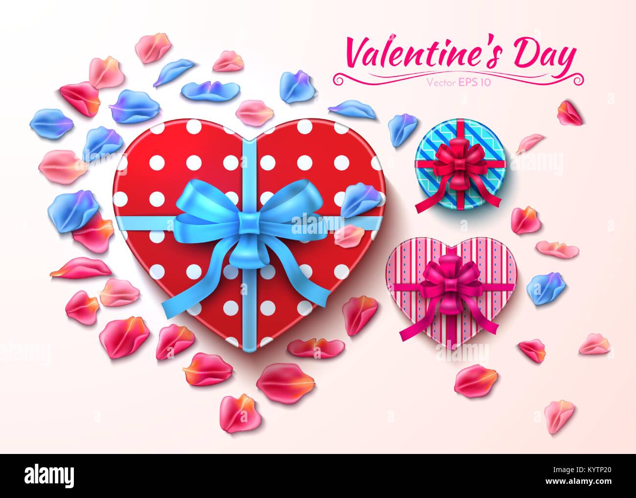 Valentine day gift boxes heart shape Vector realistic illustration ...