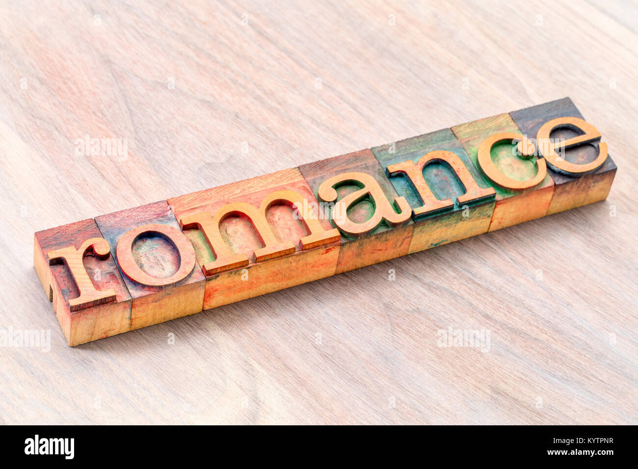 romance - word abstract in letterpress wood type printing blocks Stock ...