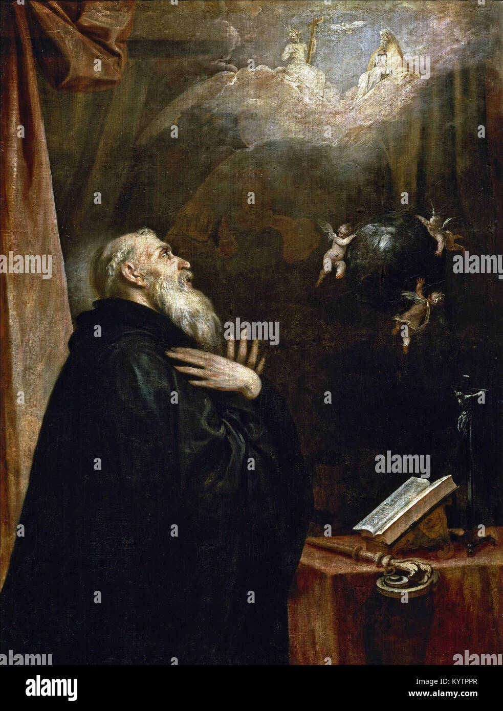 Alonso Cano - Saint Benedict's Vision of the Globe and the three Angels ...
