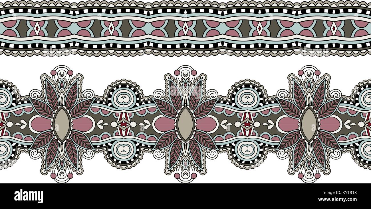 decorative ethnic stripe pattern, indian paisley design Stock Vector ...