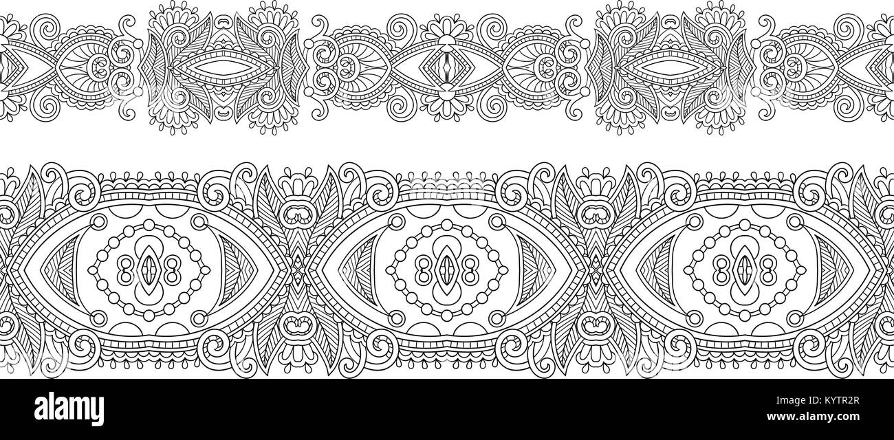 decorative ethnic stripe pattern, indian paisley design Stock Vector ...