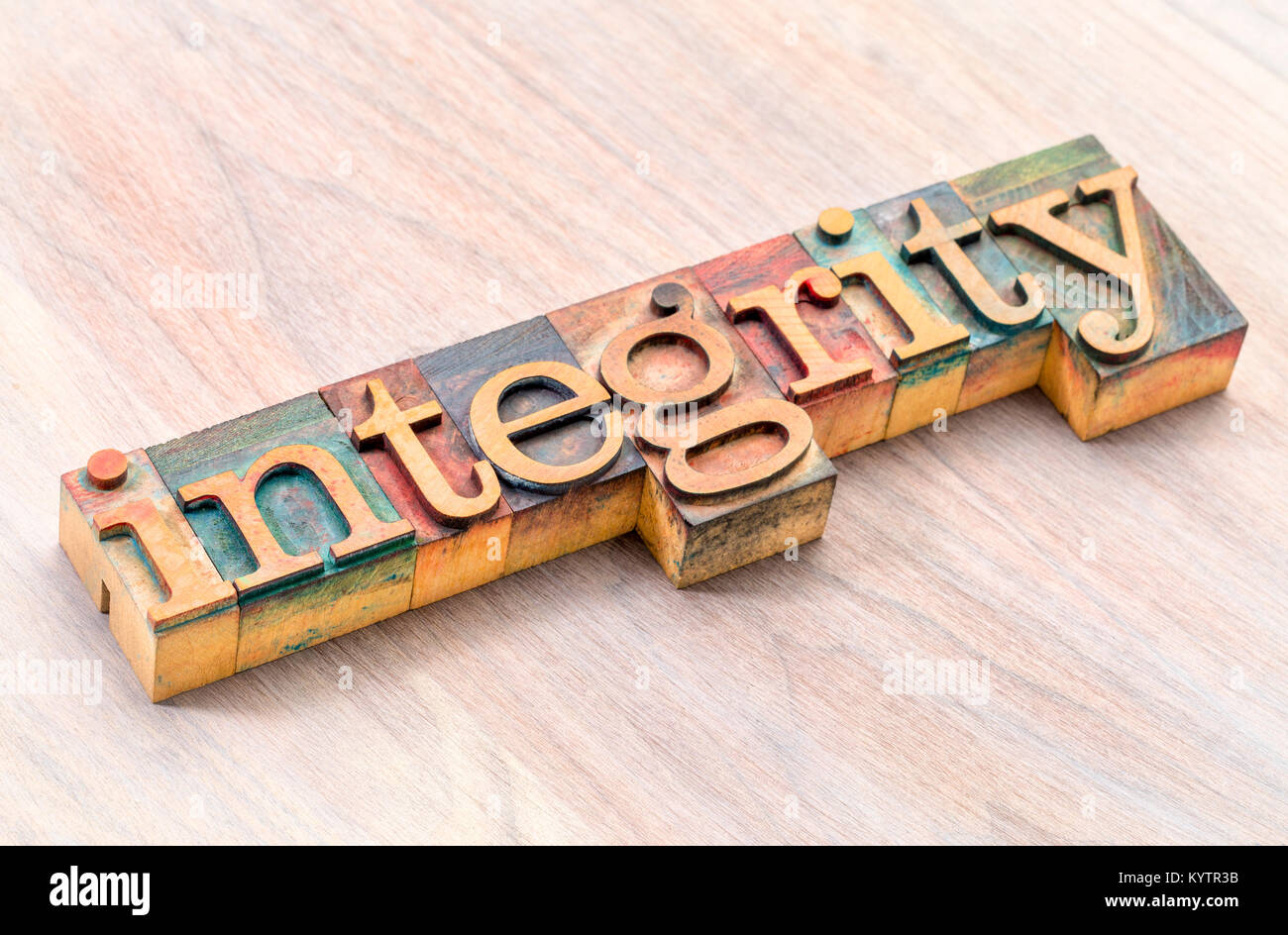 integrity - word abstract in letterpress wood type printing blocks ...
