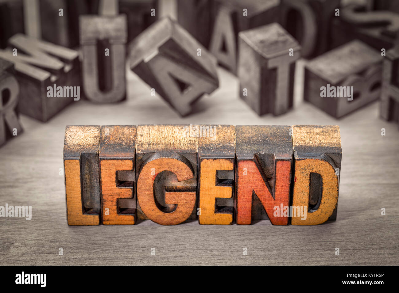 legend word abstract in vintage letterpress wood type printing blocks ...