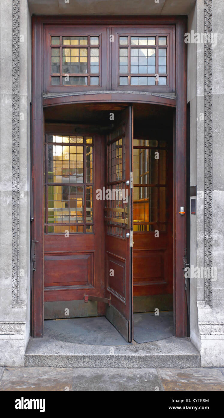 Wooden Revolving Rotary Door Building Entrance Stock Photo - Alamy