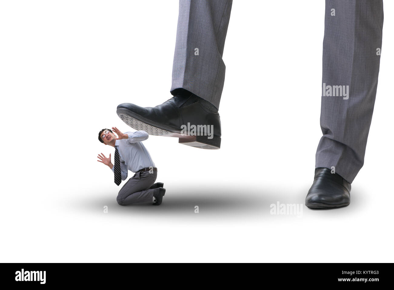 Bad angry boss stamping on employee in business concept Stock Photo - Alamy