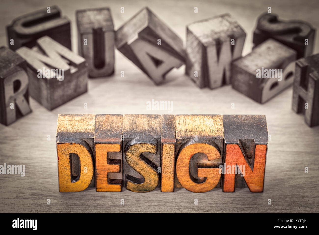 design - word abstract in vintage letterpress wood type printing blocks ...