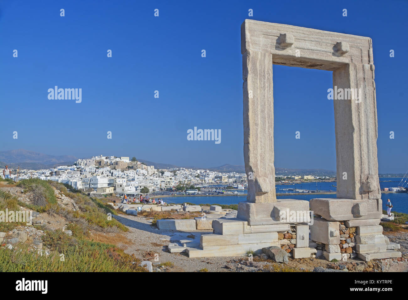 The remains of the Temple of Apollo on Naxos, Greece. The monumental ...