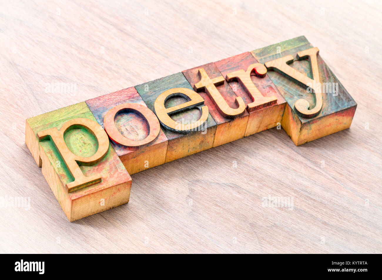 poetry word abstract- text in vintage letterpress wood type blocks ...