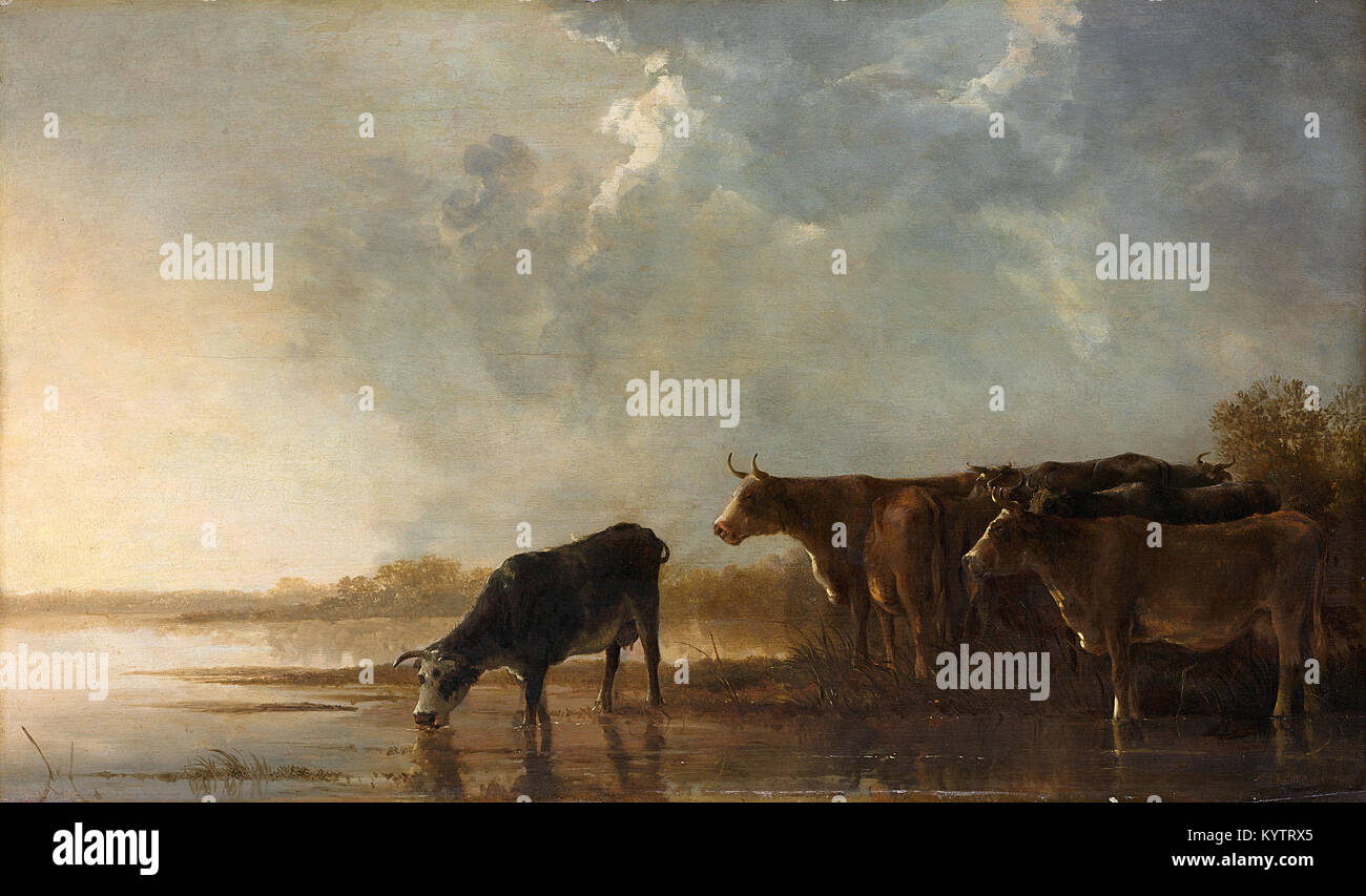 Aelbert Cuyp - River Landscape with Cows Stock Photo - Alamy