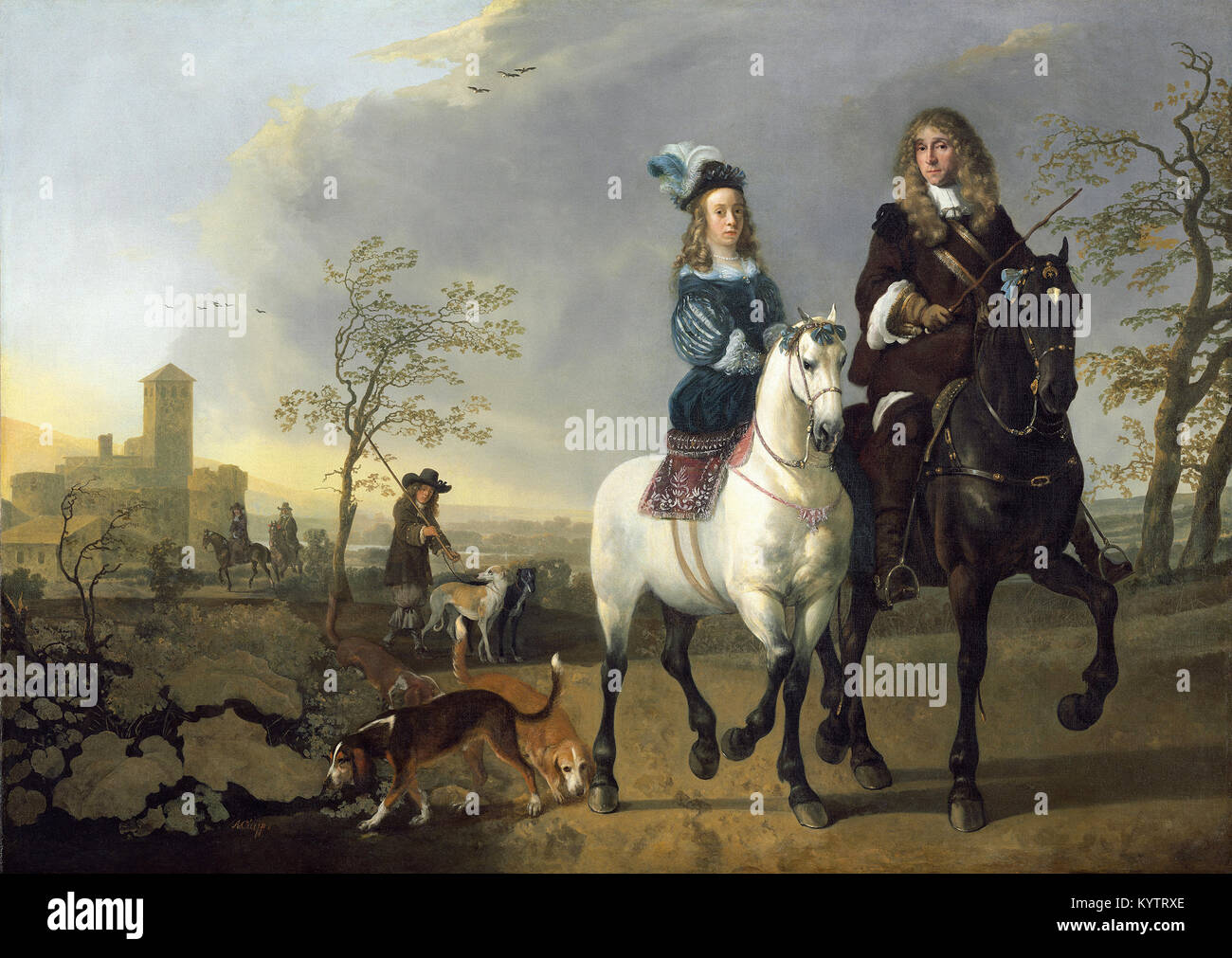 Aelbert Cuyp - Lady and Gentleman on Horseback Stock Photo - Alamy