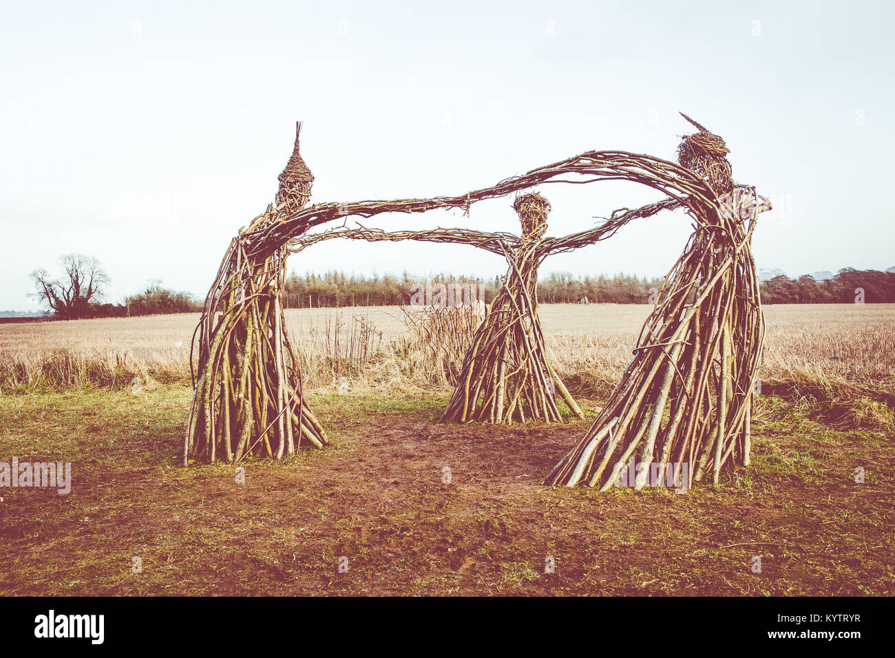 Paganistic wicker dancing fairies around The Rollright Stones circle in ...