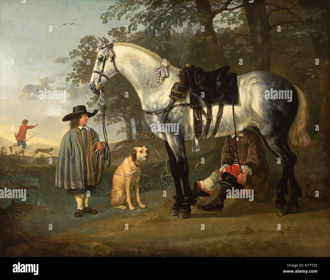 Aelbert Cuyp - A Grey Horse in a Landscape Stock Photo - Alamy