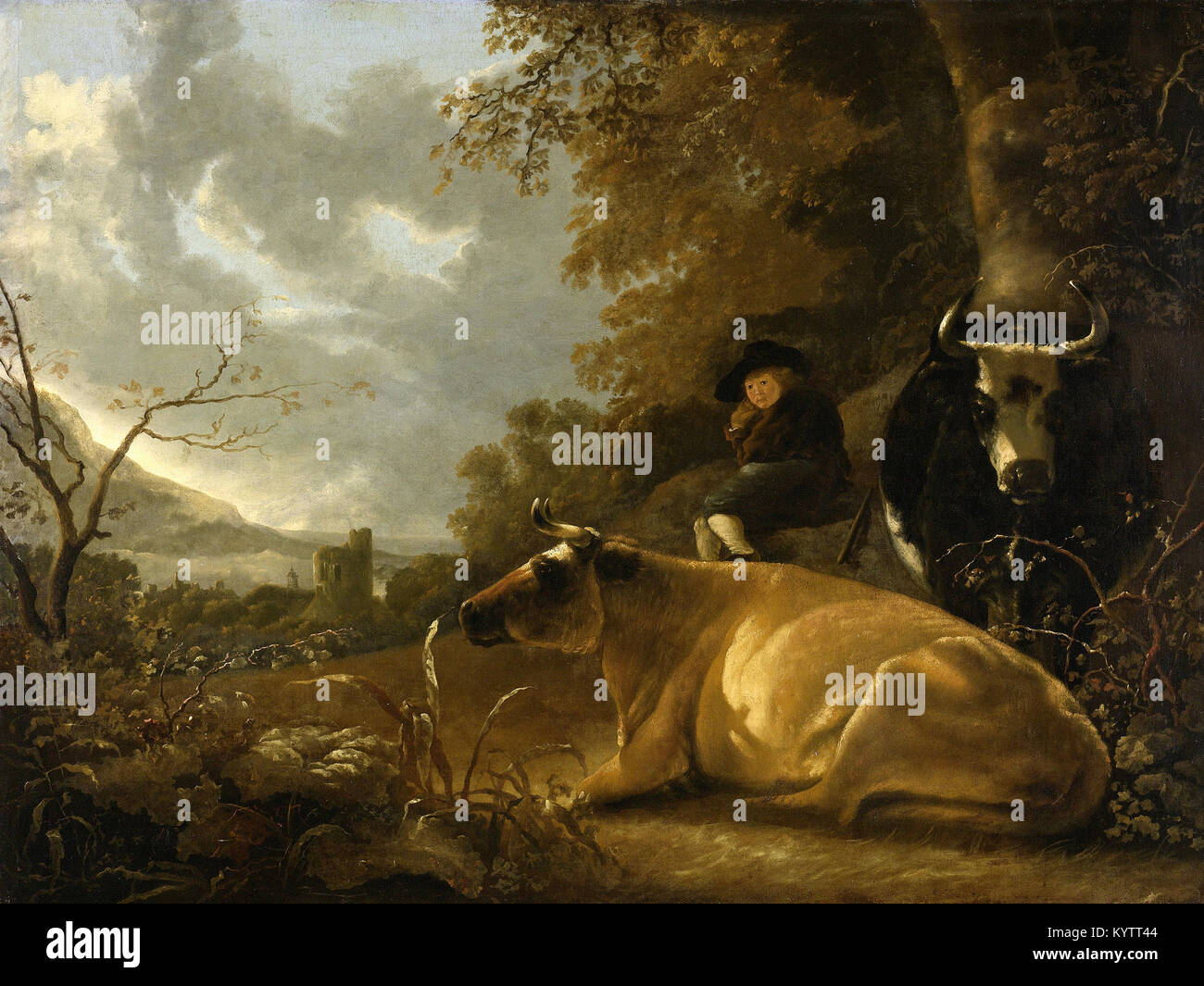 Aelbert Cuyp - Landscape with Cows and a Shepherd Stock Photo - Alamy