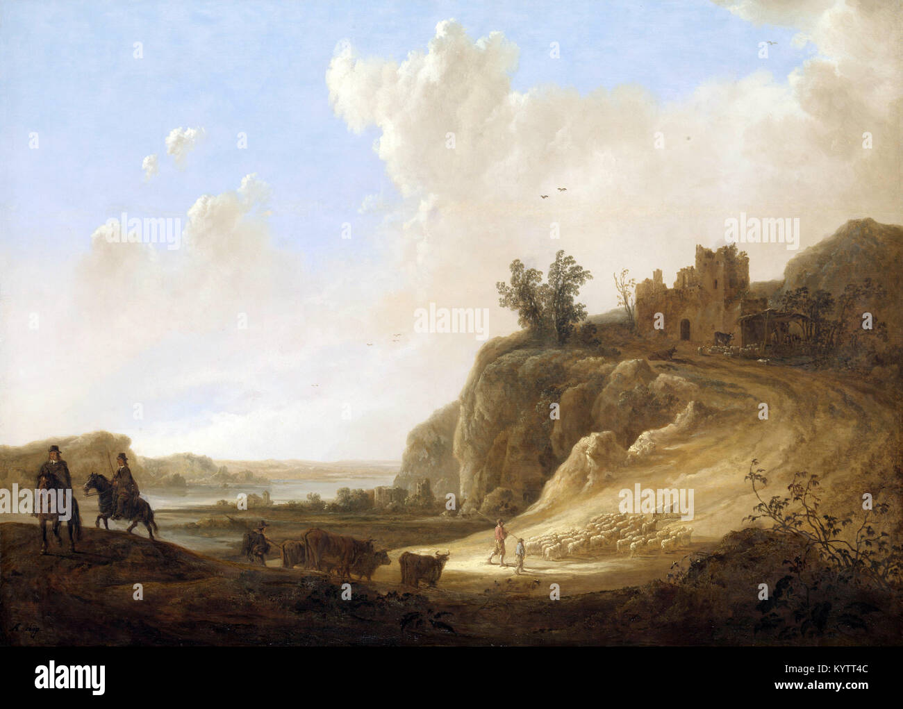 Aelbert Cuyp - Mountainous landscape with castle ruins Stock Photo - Alamy