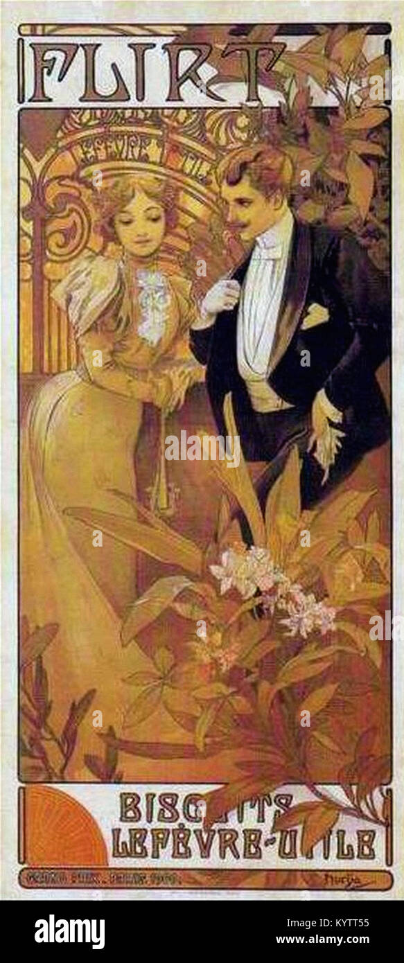 Alfons Mucha - Flirt - Biscuits Lefèvre-Utile Stock Photo - Alamy