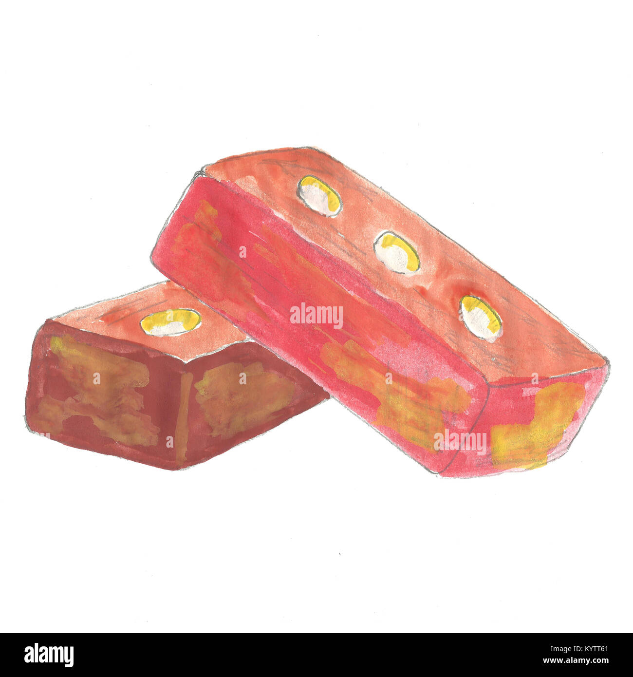 Bricks hand drawn watercolor pattern Stock Photo - Alamy