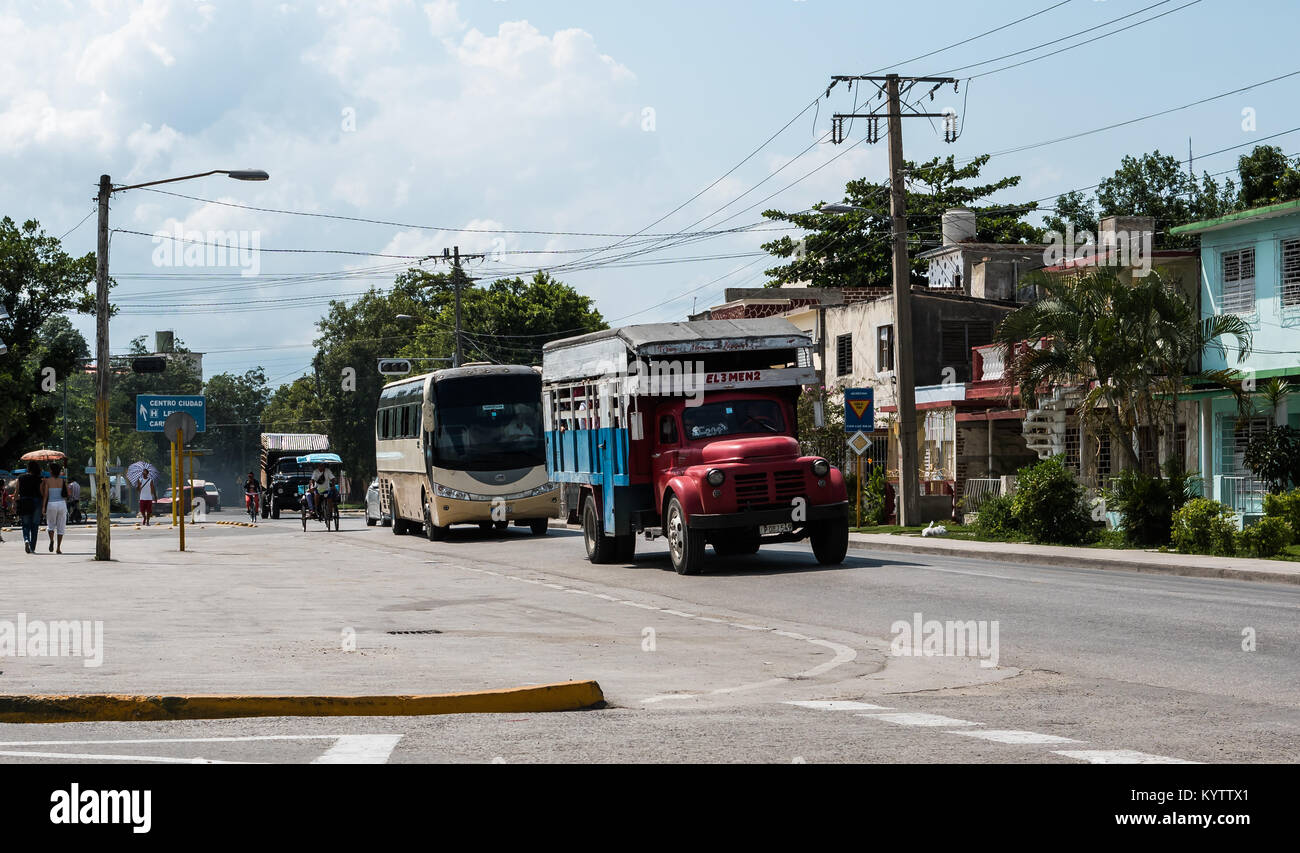 HOLGUIN, CUBA - AUGUST 31, 2017: Different types of transportation in ...