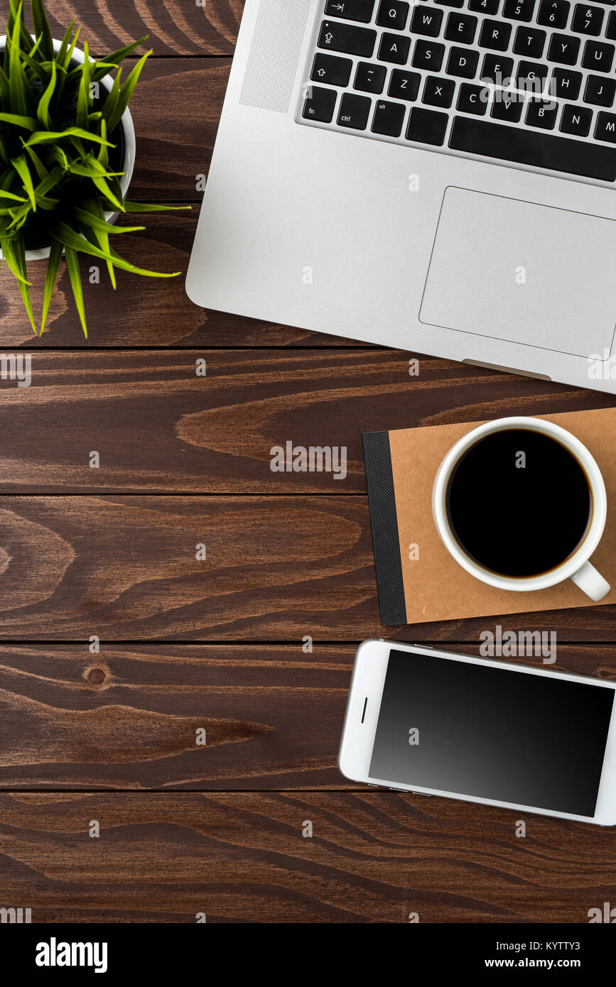 Overhead shot of office desktop. Business background Stock Photo - Alamy
