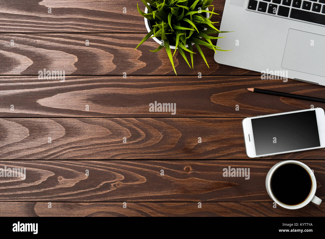 Overhead shot of office desktop. Business background Stock Photo - Alamy