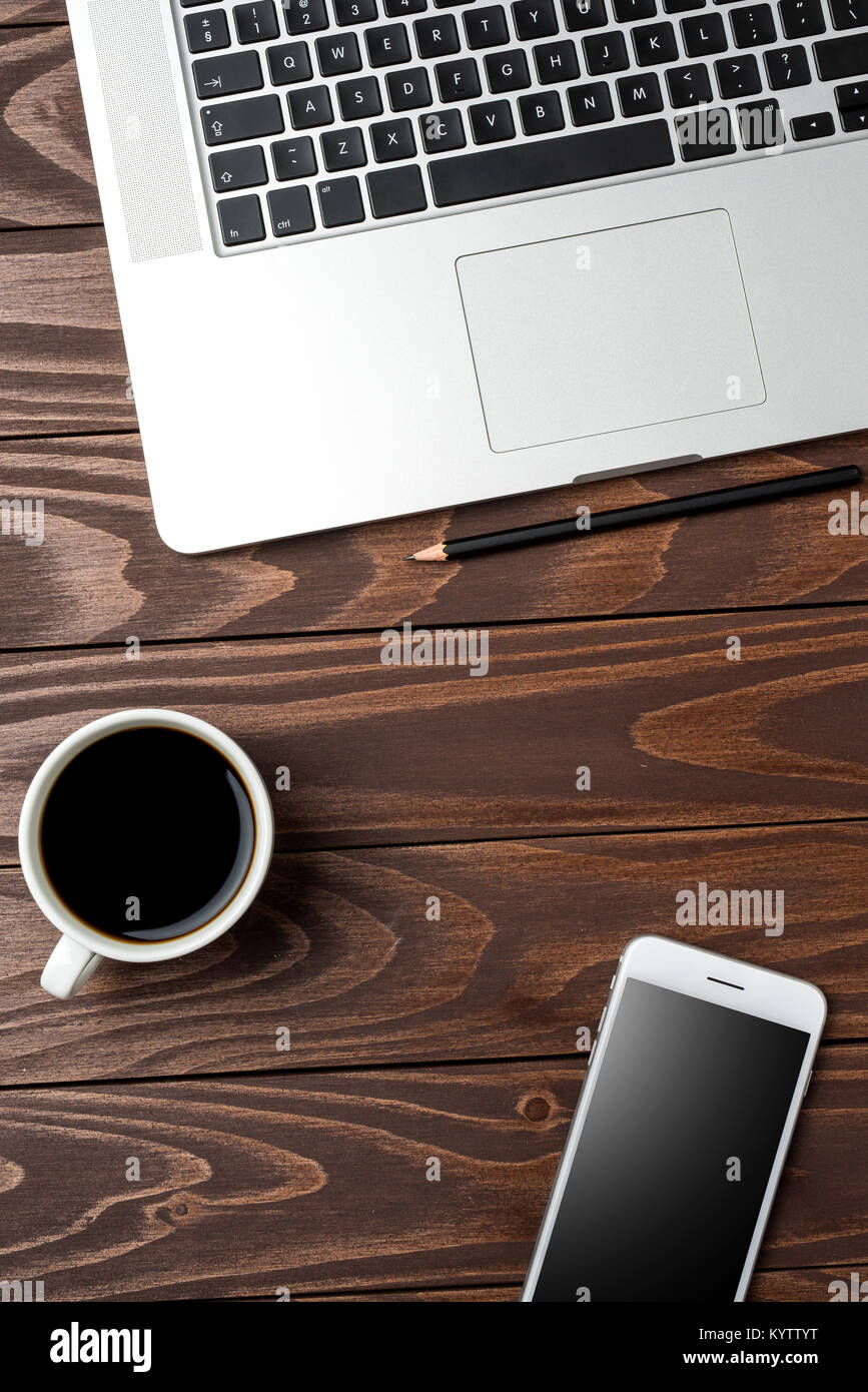 Overhead shot of office desktop. Business background Stock Photo - Alamy