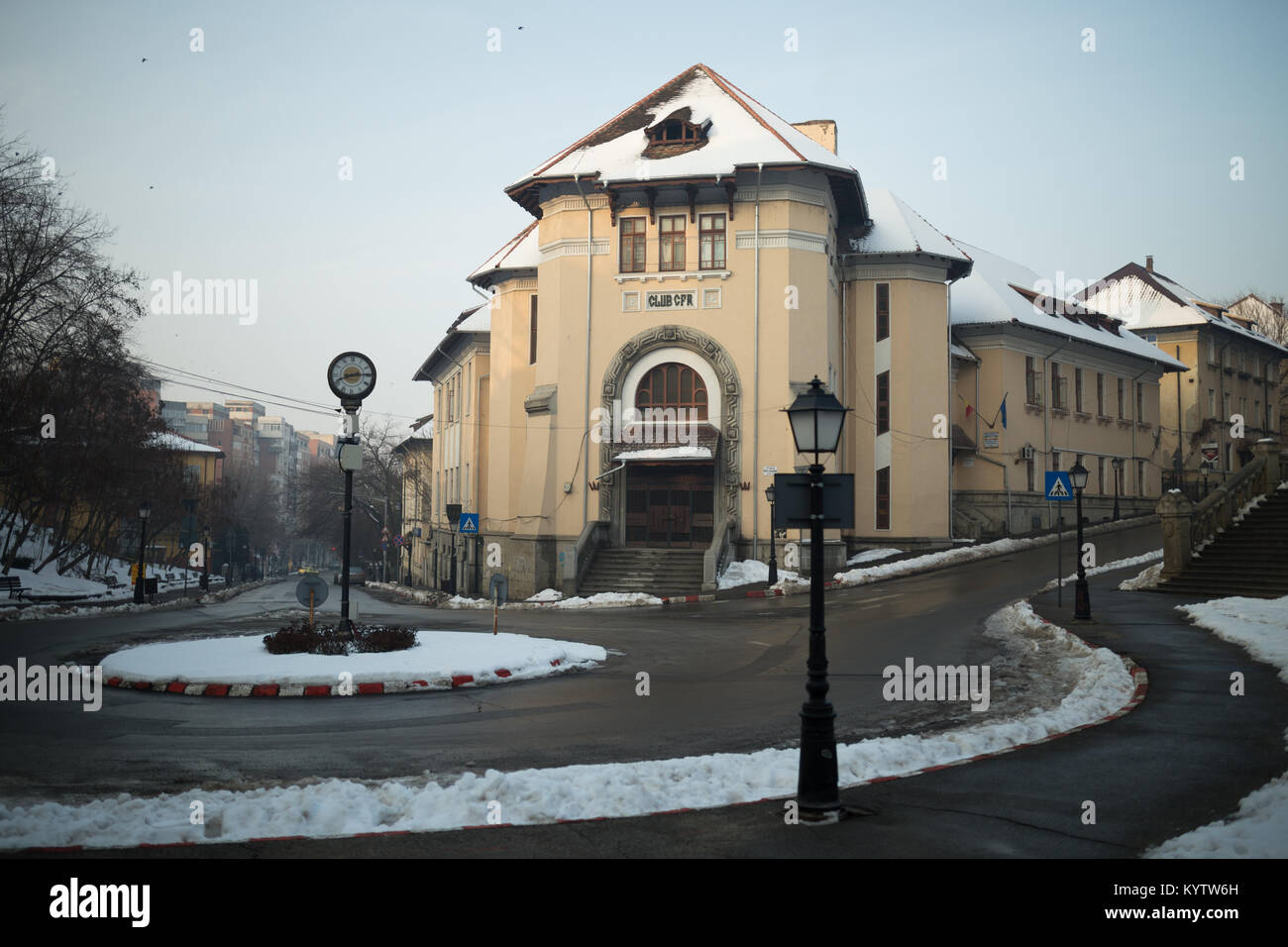 street view old building round-about Stock Photo - Alamy