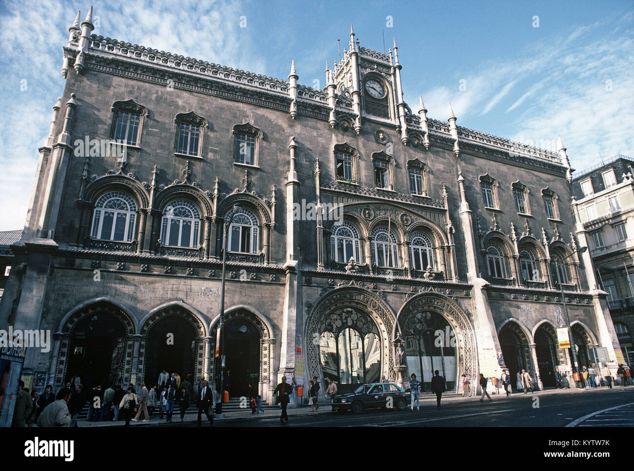 The Rossio Railway Station built in a Neo- Manueline style, Lisbon ...