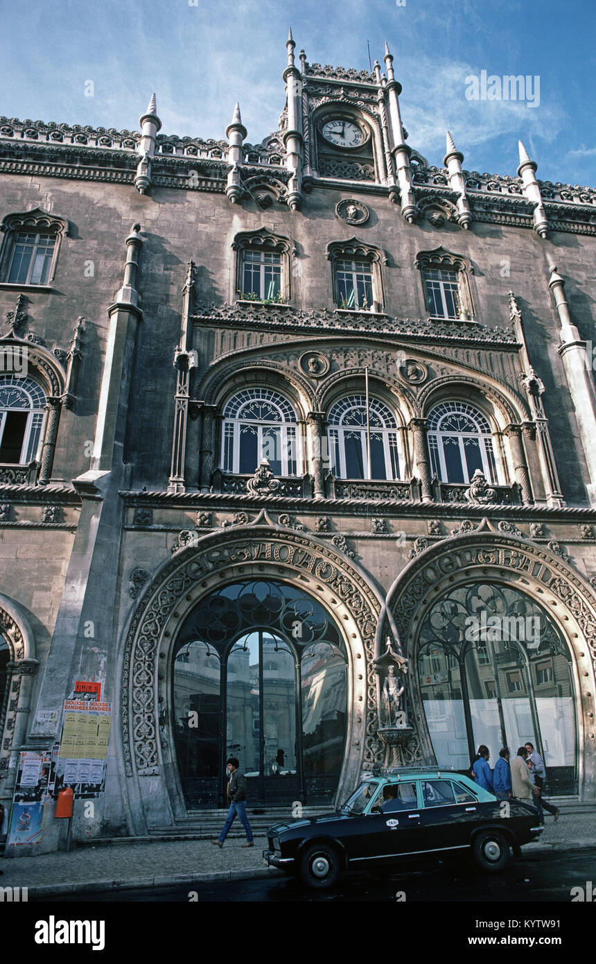 The neo manueline style railway station at rossio hi-res stock ...