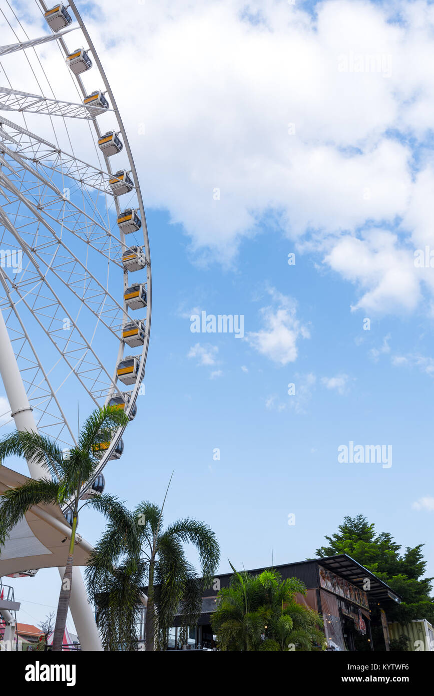 Big ferris wheel with clouds blue skies back drop Stock Photo - Alamy