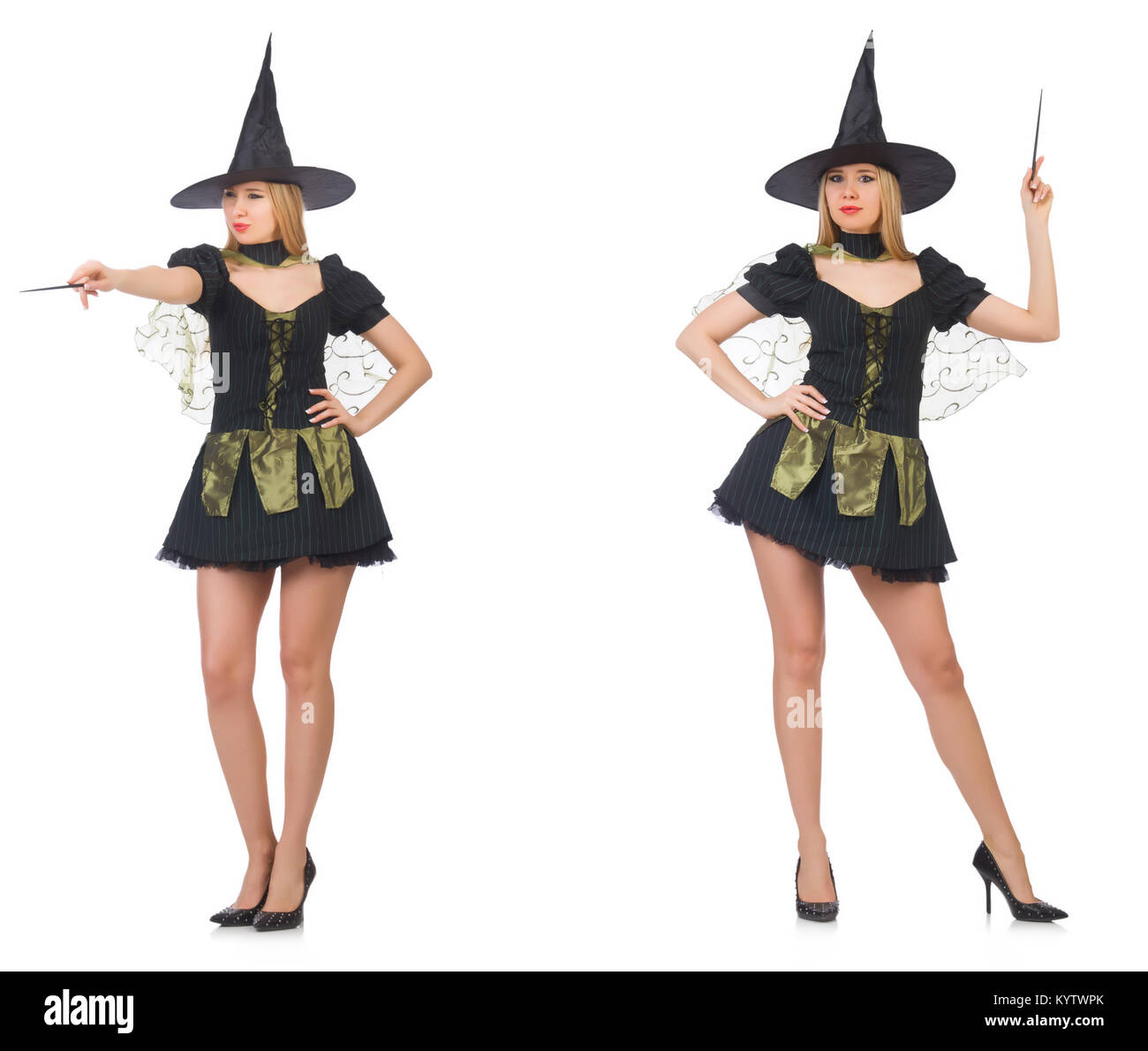 Woman magician doing her tricks with wand Stock Photo - Alamy