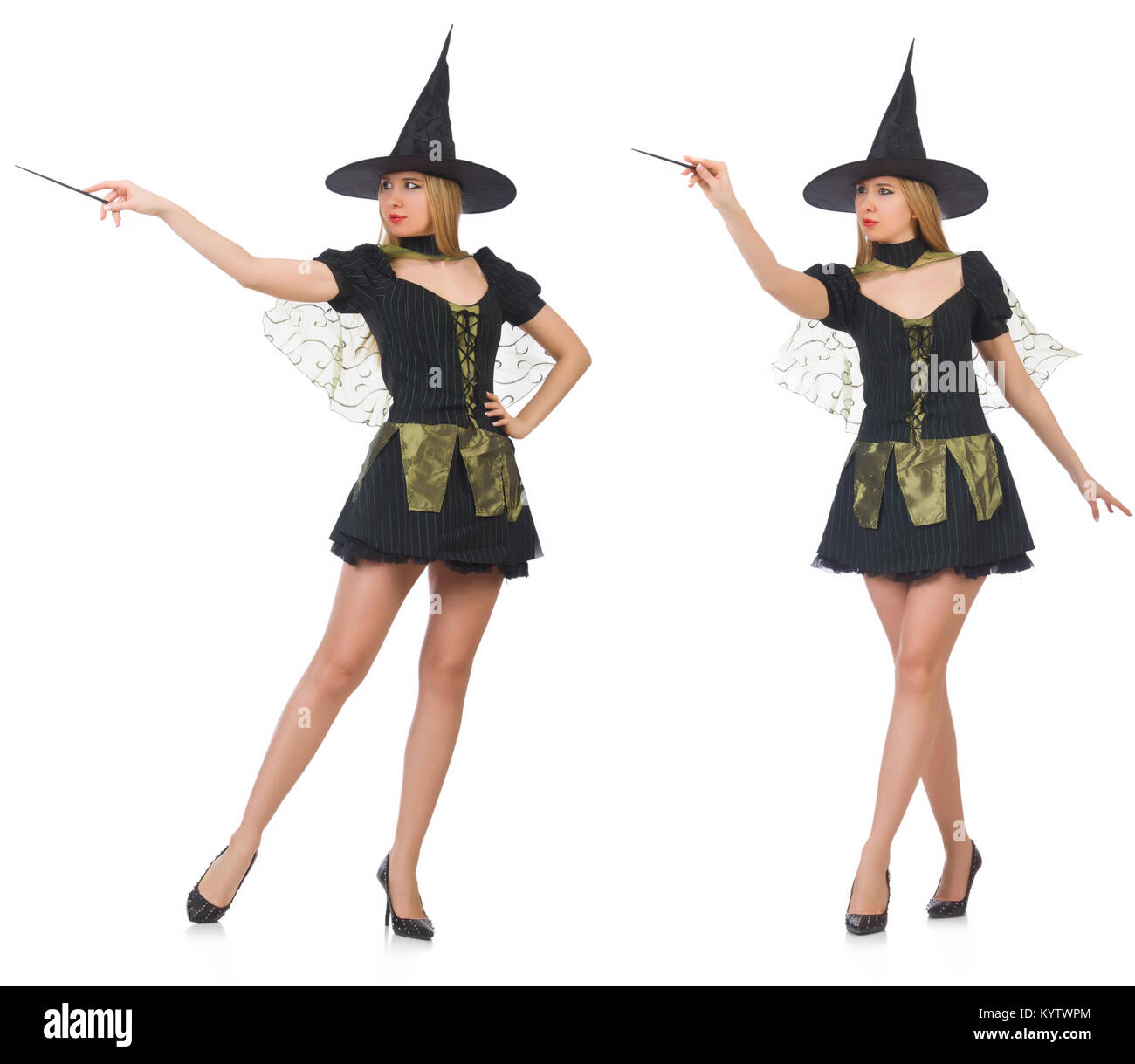 Woman magician doing her tricks with wand Stock Photo - Alamy