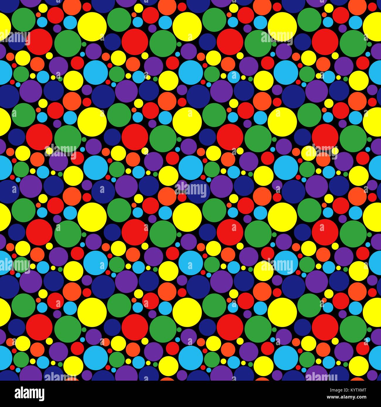 Seamless vector pattern with many colourful circles over black ...