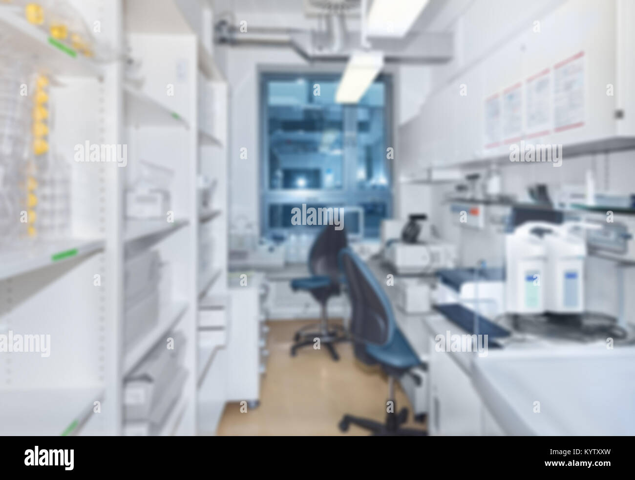 Scientific background: modern laboratory interior out of focus, text ...