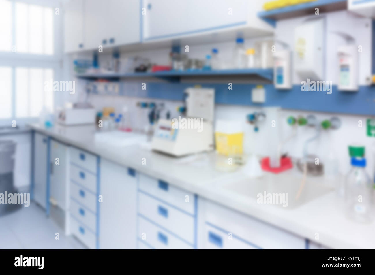 Scientific background: modern laboratory interior out of focus, text ...