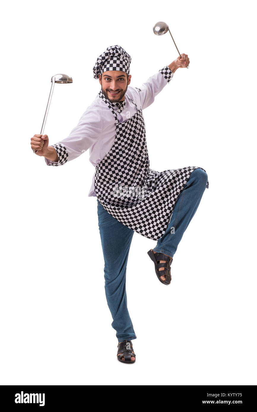 Male cook isolated on the white background Stock Photo - Alamy